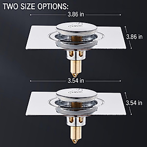 TECHPLUS Shower Drain Cover - Drain Stopper with Spring Core Anti-Odor, Versatile Stainless Shower Floor Drain Strainer for Bathroom and Bathtub Renovation (Large 3.86 in)