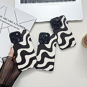 JYJFMLZC Compatible with iPhone 13 Cute Wave Pattern Mobile Case for Women Girls，Soft TPU Anti-Bump Phone Case Zebra Pattern Design Silicone Case for iPhone 13(Black&White)