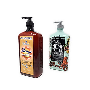 Bundle Of Malibu Moisturizer 40% More Free: Malibu Hemp Tattoo Enhancing Body Moisturizer 25 FL OZ & Malibu Hemp Golden Glow 25.4 FL OZ