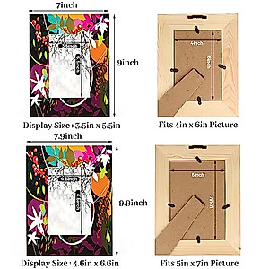 POFATO Chicken Snake Animals 4x6 Picture Frame Wood Photo Frame for Tabletop Display Wall Mount Picture Frame Display 4x 6 Inch Photo Wall Decor Home Gift Frames