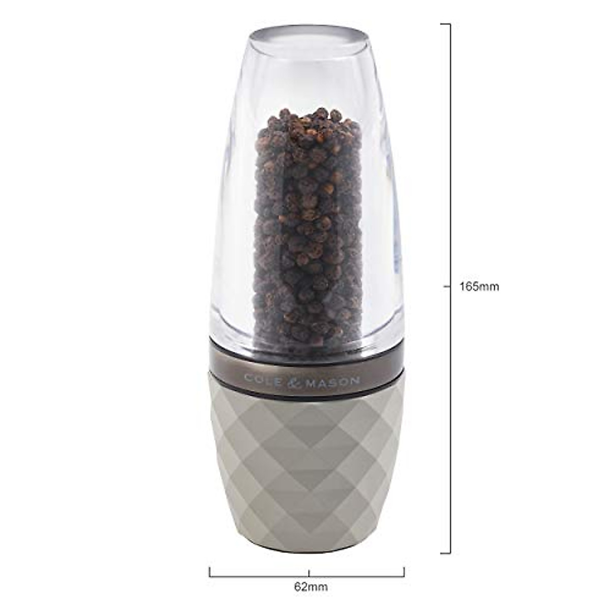 Cole & Mason H321806 City Salt and Pepper Mills | Precision+ Stemless | Concrete/Acrylic | 160 mm | Gift Set | Includes 2 x Salt and Pepper Grinders | Lifetime Mechanism Guarantee