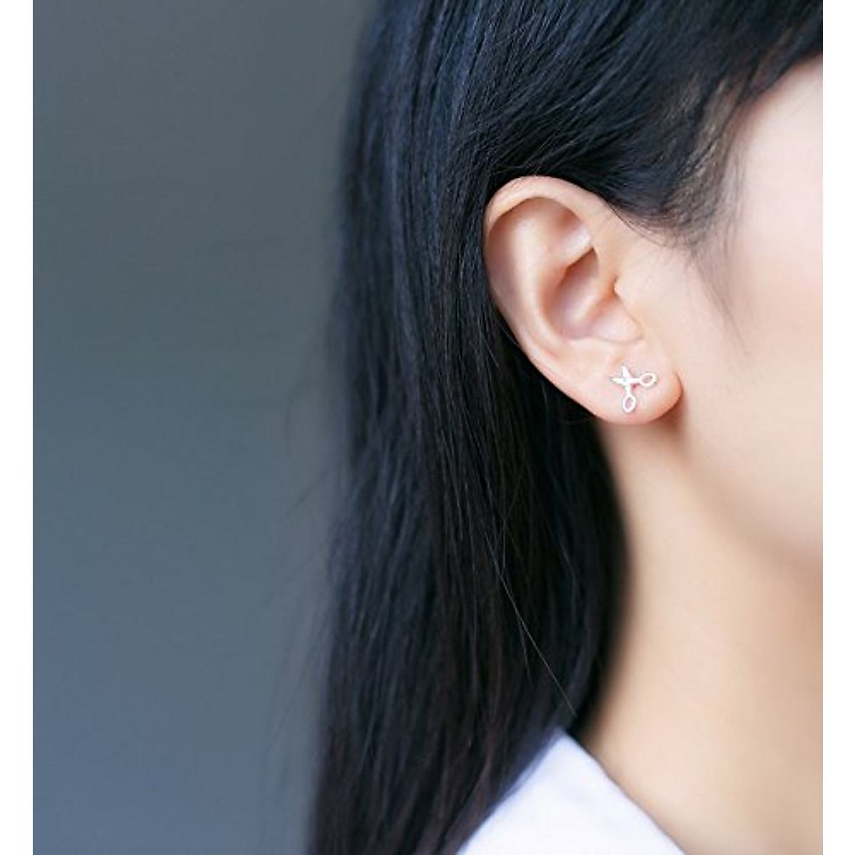 Helen de Lete Lovely Scissors Sterling Silver Stud Earrings