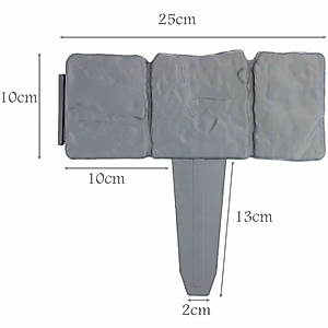 RZMY 40Pcs Garden Edging Border,DIY Stone Effect Plastic Palisade Fence Gray Decorative Flower Bed Interlocking Outdoor Lawn Border(32.8')