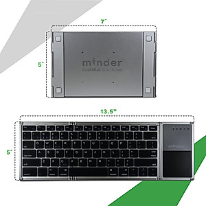 obVus Solutions - minder Foldable Keyboard Bluetooth with Trackpad – Wireless Portable Full-Size Travel Keyboard with Touchpad for Laptop, Tablets, and Phones