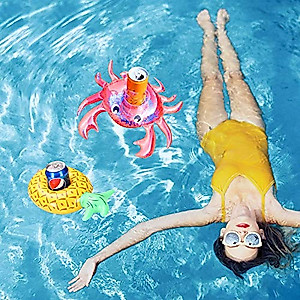 Inflatable Drink Holder, 25 Pack Pool Drink Floats Inflatable Cup Holders + 1 Hand Pump, Drink Floaties for Swimming Pool Party