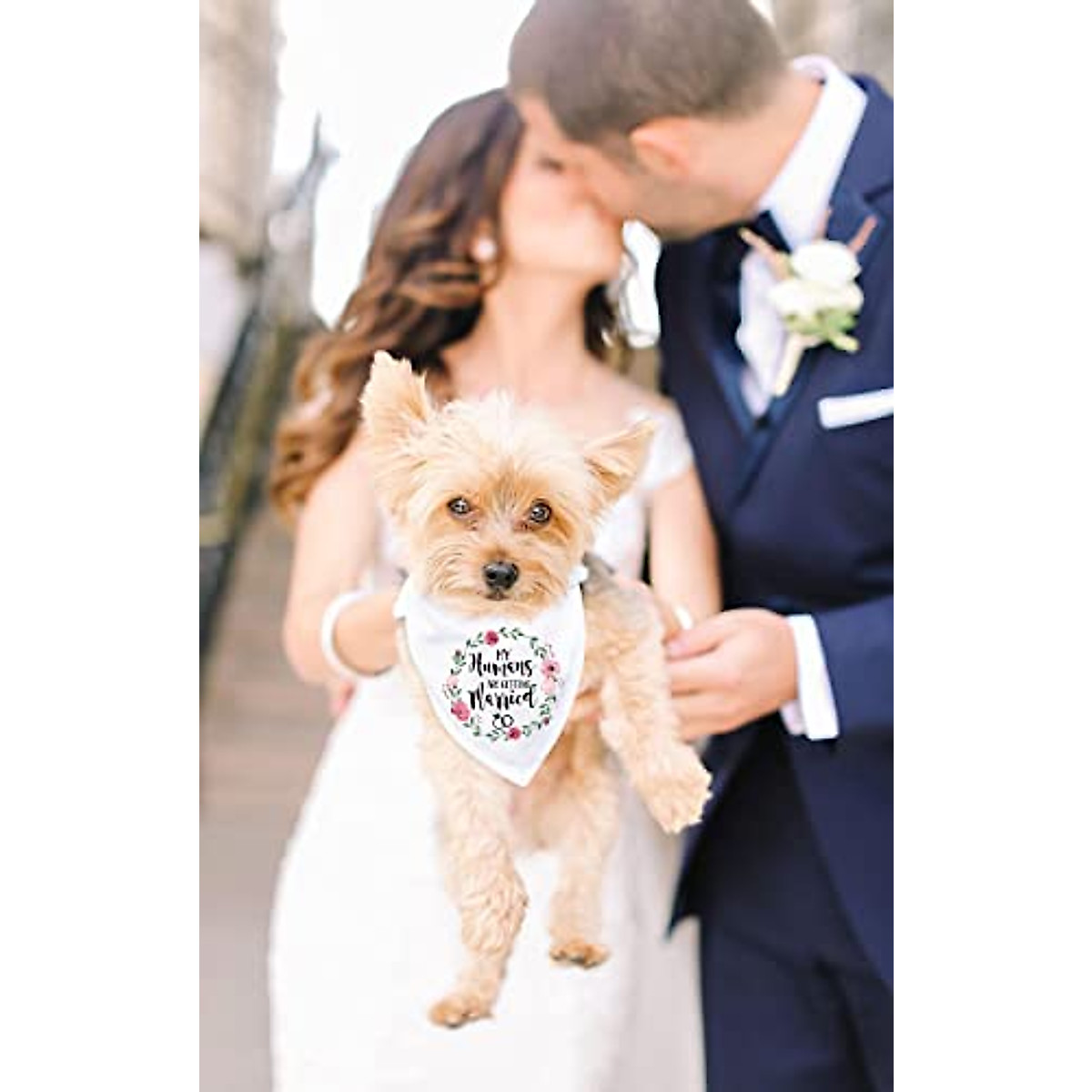 Ptzizi Funny My Humans are Getting Married White Pet Dog Bandana Bibs Scarf, Wedding Photo Prop Pet Accessories for Dog Lovers Gift