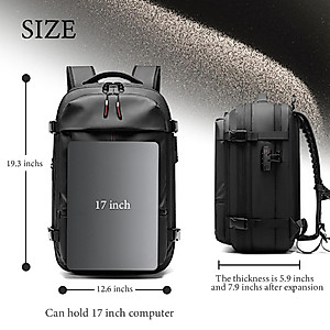 JEUXDOS Vacuum Backpack for Travel, 60L Expandable Vacuum Compression Bag with Electric Vacuum Pump, Water Resistant and Anti Theft, Space Saver Bags for Travel Camping (Black)