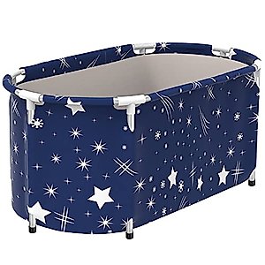 Portable Foldable Bathtub, 48" Freestanding Soaking Bath Tub for Adults, Separate Family Bathroom SPA Tub, Folding BathTub for Adult, Efficient maintenance of Temperature, Ideal for Hot Bath Ice Bath