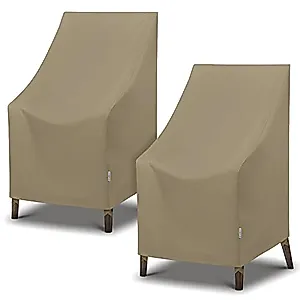 SunPatio Outdoor High Back Chair Covers, Heavy Duty Waterproof Stackable Patio Chair Covers, Fade and UV Resistant Patio Furniture Covers, All Weather Protection, 2 Pack -27" W x 30" D x 42" H, Taupe