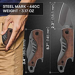 GOOD WORKER 5.7’’ Pocket Knife - Mini Folding Knives - Small Sharp Knife with Bottle Opener - Cool EDC Knives - Tiny Folding Knife - Foldable Knife - Stocking Stuffers for Men Women Children 6779
