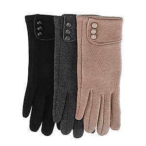 Patelai 3 Pairs Womens Gloves Winter Touchscreen Texting Phone Windproof Gloves Fleece Lined Cold Weather Warm Gloves (Black, Gray, Khaki)
