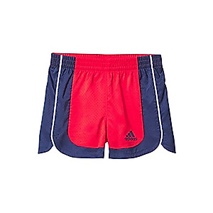 adidas Girls' Colorblock Woven Shorts, Vivid Red, 6X