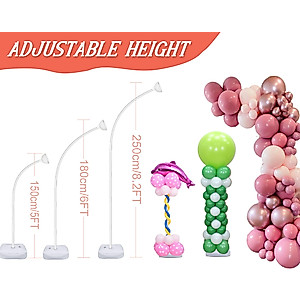 OurWarm 8.2FT & 6FT Balloon Arch Stand, Free Bending Top Balloon Arch Kit, Half Arch Balloon Stand with Base for Floor, Balloon Column Kit for Wedding Birthday Party Baby Shower Halloween Decorations