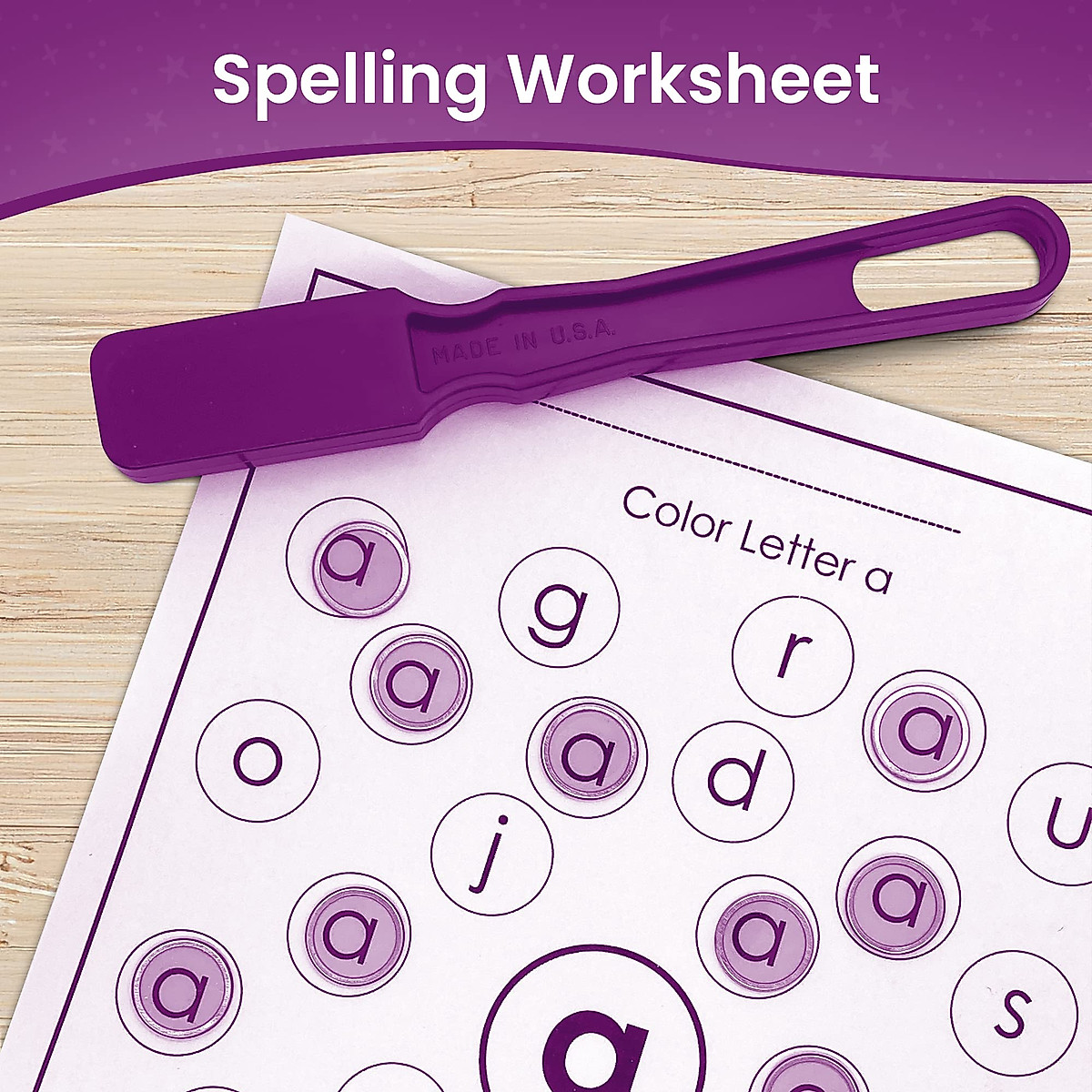 MR CHIPS Made in USA Bingo Magnetic Wand & ¾ Inch Purple Plastic Chips with Metal Rings - 200 Upgraded Pieces Bingo Chips Magnetic, Support American Jobs