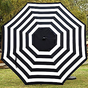 Sunnyglade 9ft Patio Umbrella Replacement Canopy Market Umbrella Top Outdoor Umbrella Canopy with 8 Ribs (Black and White)