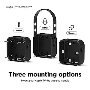 elago Apple TV Mount 4k 3rd Generation- 3 Mount Options (Magnet, Hang, Screw), Compatible with 2022 Apple TV 4K 3rd Generation / Fit Size, Prevents overheating