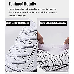 Soccer Shoes for Men High-Top Lace-Up Non-Slip Spikes Indoor Turf Futsal Football Cleats White EU 44 US 10.5