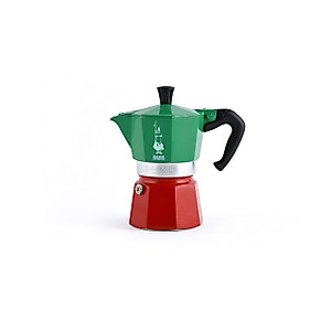 Bialetti - Moka Express Italia Collection: Iconic Stovetop Espresso Maker, Makes Real Italian Coffee, Moka Pot 3 Cups (4.3 Oz - 130 Ml), Aluminium, Colored in Red Green Silver
