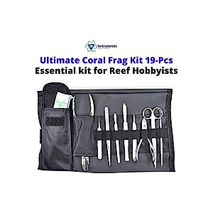 DR Instruments 10FK Ultimate Coral Fragging and Coral Propagation Kit for Reef Hobbyists - 19 Pcs, Rollup case, Stainless Steel Instruments