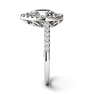 Charles & Colvard Created Moissanite 10x7mm Pear Cut Engagement Ring for Women | 2.58 cttw DEW | Lab Grown | Solid 14K White Gold with Rhodium | Size 7
