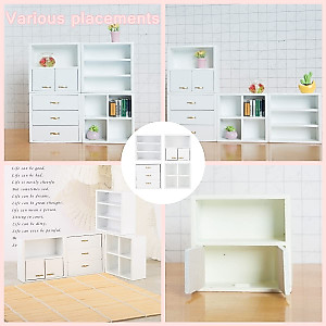 Wooden Display Cabin Wood Miniature Furniture Miniature Dollhouse Wooden Dollhouse Miniature Furniture Dollhouse Kit Dollhouse Furniture for Dollhouse(White, 12)