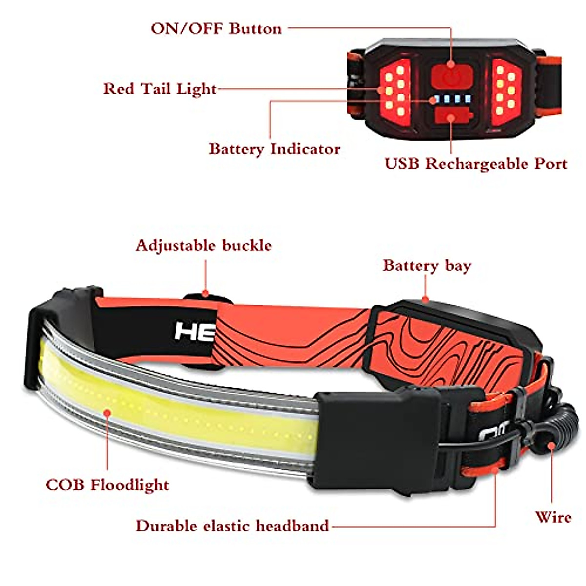 Rechargeable Headlamp 2 Pack, 230° Illumination Wide Beam Headlamp, 1000 Lumen, 3 Modes, Super Bright LED Headlamp, Lightweight Head Lamp for Hiking, Running, Fishing, Camping