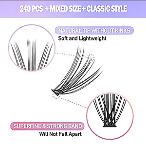 ETVITE Cluster Lashes 10D 20D Individual Lashes Lash Extension Clusters Soft Natural Look Handmade Volume Eyelash Clusters Home False Lashes (20D 10-14mm）
