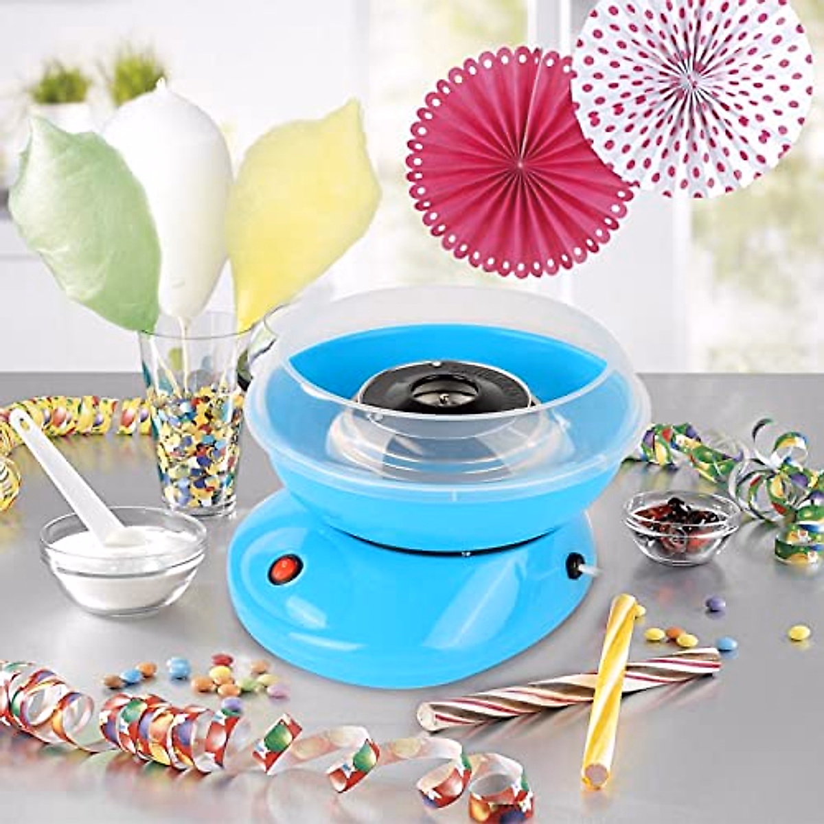 Hovico Cotton Candy Maker Homemade Cotton Candy Maker for Home Birthday Family Party Christmas Gift,Mini Cotton Candy Maker Floss Sugar Includes 10 Cones And Sugar Scoop