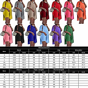 Difanlv Plus Size Womens 2 Piece Outfits Tracksuits Short Sleeve Tunic Tops Bodycon Shorts Sweatsuit Sets
