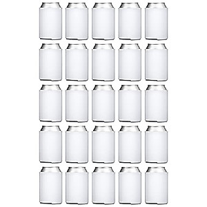 TahoeBay Bulk Can Coolers (50-Pack) Blank Foam Sleeves Plain Soft Insulated Blanks for Soda, Beer, Water Bottles, HTV Vinyl Projects, Wedding Favors and Gifts (White)