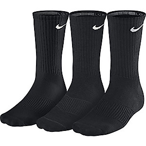 Nike Unisex Performance Cushion Crew Training Socks (3 Pair), BLACK/WHITE, L