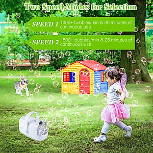 EASYCEL Bubble Machine, Automatic Bubble Blower Machine, Portable Bubble Maker for Outdoor and Indoor Use, Powered by Plug-in or Batteries with Two Speed Modes (White)