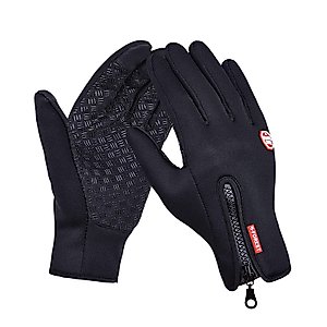 FOXLVDA Winter Warm Gloves for Men and Women, with Light Touchscreen Texting Fingers, Windproof and Waterproof Glove, for Outdoor Exercise, Cycling, Driving, Golf, Fishing (Black, X-Large)