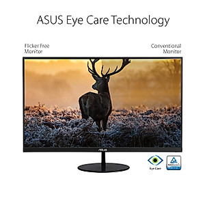 ASUS VL249HE 23.8” Eye Care Monitor, 1080P Full HD, 75Hz, IPS, Adaptive-Sync/FreeSync, Eye Care, HDMI VGA, Frameless Slim Design, VESA Wall Mountable (Renewed)