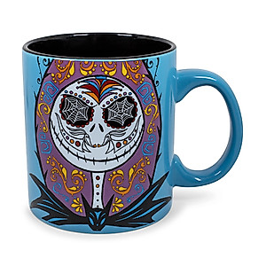 The Nightmare Before Christmas Jack and Sally Day of the Dead Ceramic Coffee Mug | Official Disney Kitchen Accessories | Oversized Cup For Home Kitchen, Holiday Drinkware | Holds 20 Ounces