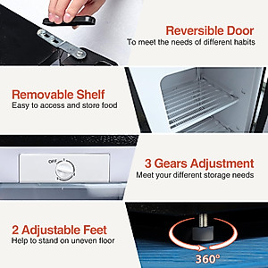 3.5 Cu.ft Compact Upright Freezer with Reversible Single Door,Three Freeze Shelves Mini Freezer with Adjustable Thermostat for Home/Kitchen Freezer Door with Pattern