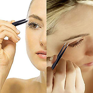 5 Inch Magnifying Mirror 20X with Blackhead Tweezer Kit, Handheld Mirror with Handle, Portable Magnified Mirror with Eyebrow Plucking Tweezers, Foldable, Double sided, Transparent