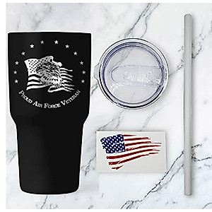 US Air Force Veteran 30oz Patriotic Tumbler - American Flag Tumbler Travel Mug - Patriotic Coffee Travel Mug - Double Insulated 30oz Tumbler - Engraved in the USA - (Air Force Veteran)