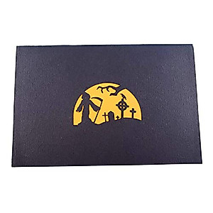 iGifts And Cards Creepy Haunted Mansion 3D Pop Up Greeting Card - Happy Halloween Pumpkin, Friendly Ghost, Evil Witch, Spooky Owl, Large Spider, Black Cat, Fun Birthday Gift, Cute Tombstone & Cemetery
