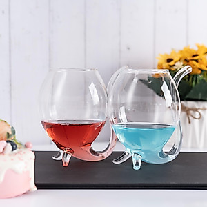 INTOWALK Vampire Wine Glass Cup With Built-in Straw Creative Fancy Fun Cocktail Glasses for Juice, Wine (300ml/10oz) - 2 Pack