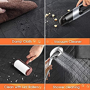 Giomoc Dog Car Seat Cover for Back Seat, Waterproof Seat Protector Scratchproof Pet Hammock with 4 Bags Side Flaps, Washable Nonslip Backseat Protection for Cars Trucks and SUVs.