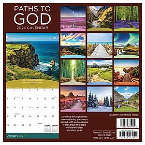 TF PUBLISHING 2024 Paths to God Mini Calendar | Large Grids for Appointments and Scheduling | Vertical Monthly Wall Calendar 2024 | Home and Office Organization | Premium Thick Gloss Paper | 7"x7"