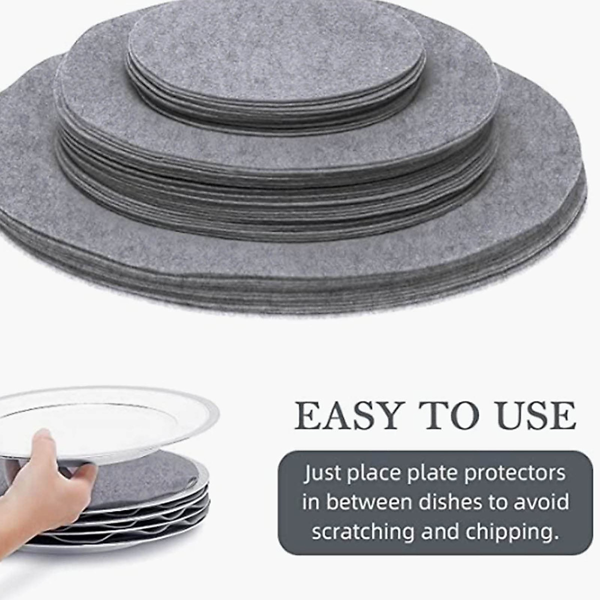 24Pcs Soft Felt Plate Dividers, 3 Sizes Round China Dish Storage Protectors Pads Dish Separators Protectors for Protecting and Stacking Your Cookware