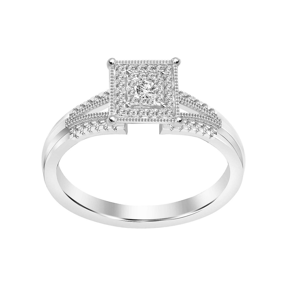 Eternal Bliss 1/5 cttw Round & Princess Natural Diamond Ladies Engagement Wedding Bridal Set in 10K White Gold (7)