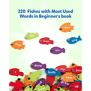 Coogam Wooden Magnetic Fishing Sight Words Game Learning Dolch Word Flashcards Montessori Educational Toy for Preschool 3 4 5 Year Old Kids