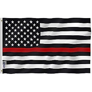Anley Fly Breeze 3x5 Foot Thin Red Line USA Polyester Flag - Vivid Color and Fade Proof - Canvas Header and Double Stitched - American Honoring Firefighter Flags with Brass Grommets 3 X 5 Ft