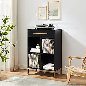 Crosley Furniture Juno Record Storage Cube Bookcase, Black