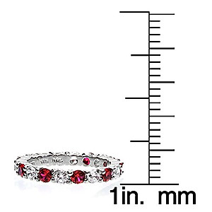 Ice Gems Sterling Silver Created Ruby and Cubic Zirconia Wedding Band Ring, Size 6