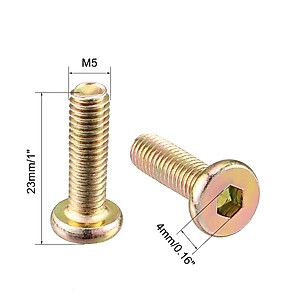 uxcell M6 x 20 mm Threaded Hex Socket Head Cap Screw Bolt Bronze Tone (Pack of 10)