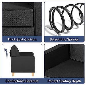 AODAILIHB Accent Chairs for Living Room with Arms Oversized Big Chairs Mid-Century Modern Reading Chair Comfy Club Chair, Bedroom Office Arm Chairs Easy Assembly (1, Dark Grey)